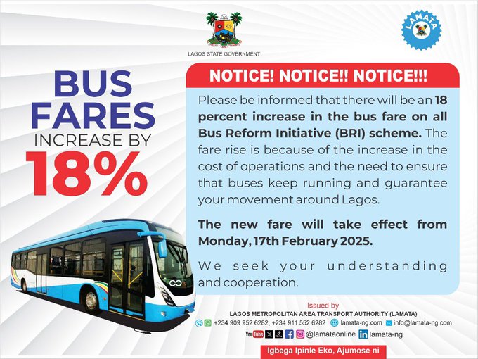 Lagos Govt Hikes BRT Fares, Cites ‘Cost Of Operations’ - Lagos Panorama